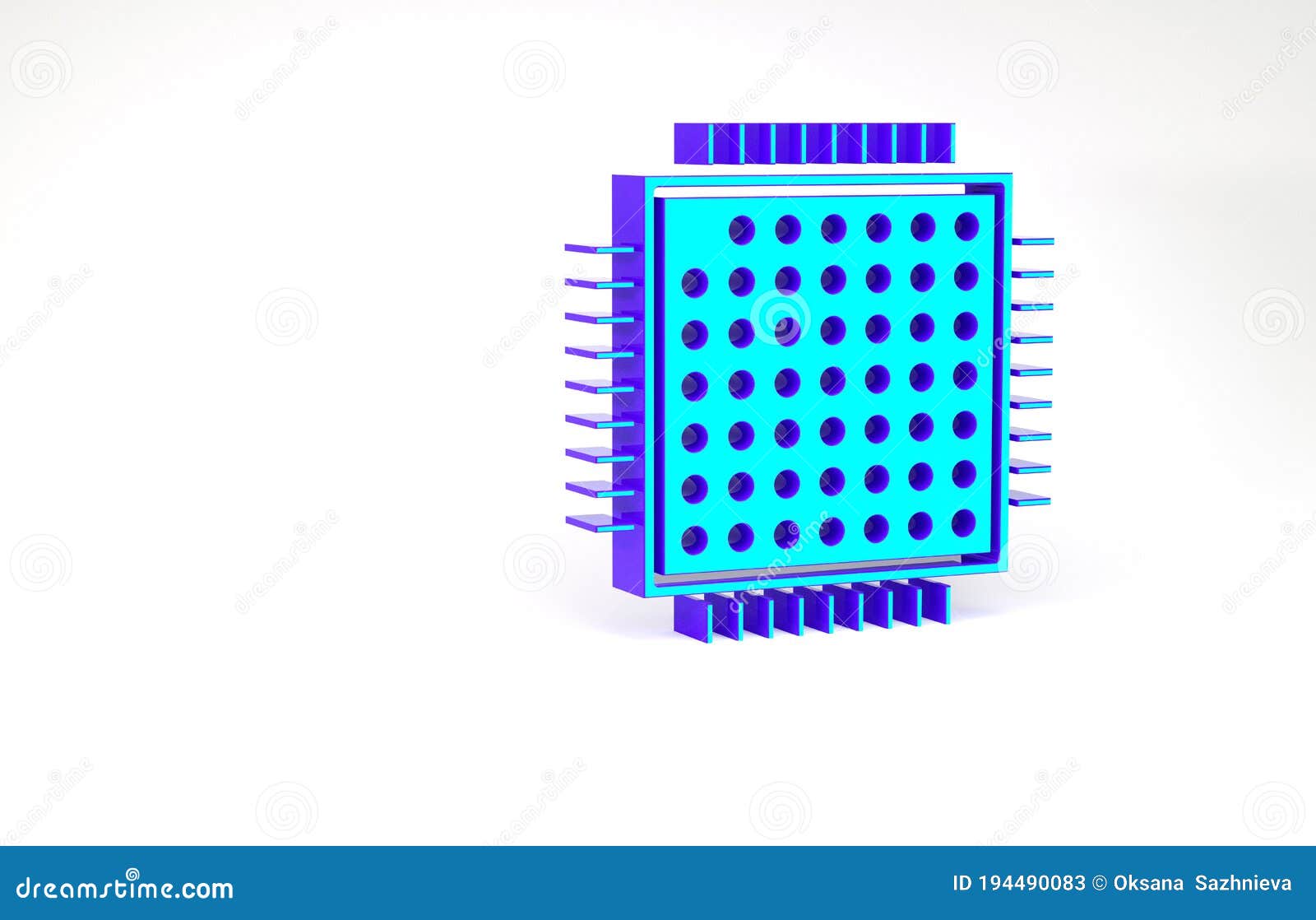 Turquoise Processor Icon Isolated on White Background. CPU, Central ...