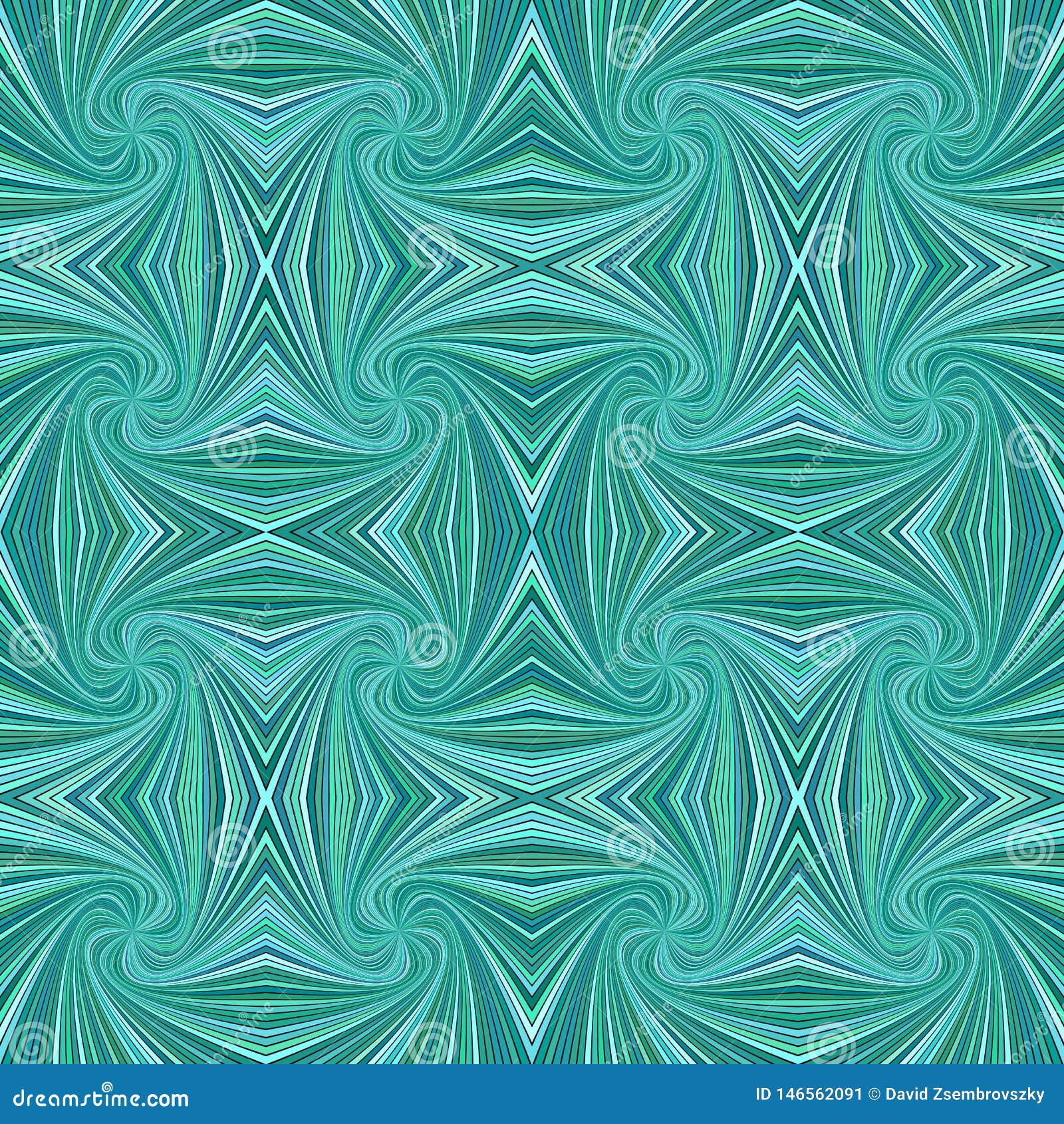 Turquoise Psychedelic Abstract Seamless Striped Spiral Vortex Pattern ...