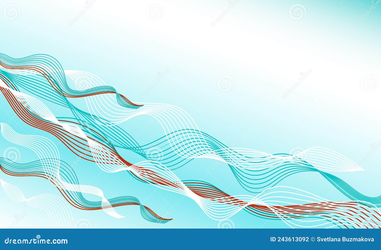 Turquoise, Red and White Striped Waves at an Angle on a Gradient ...
