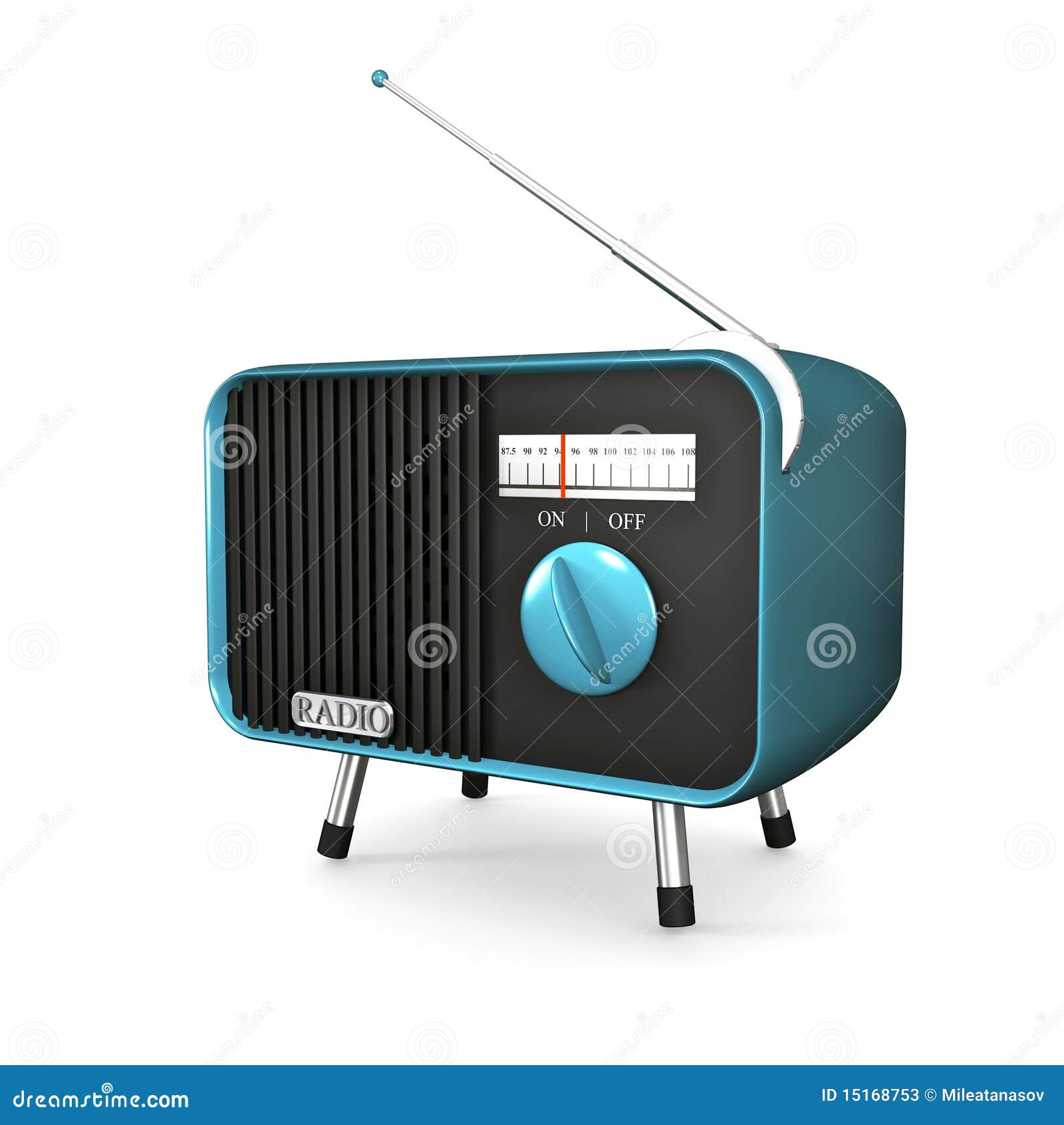 Turquoise retro radio stock illustration. Illustration of receiver ...