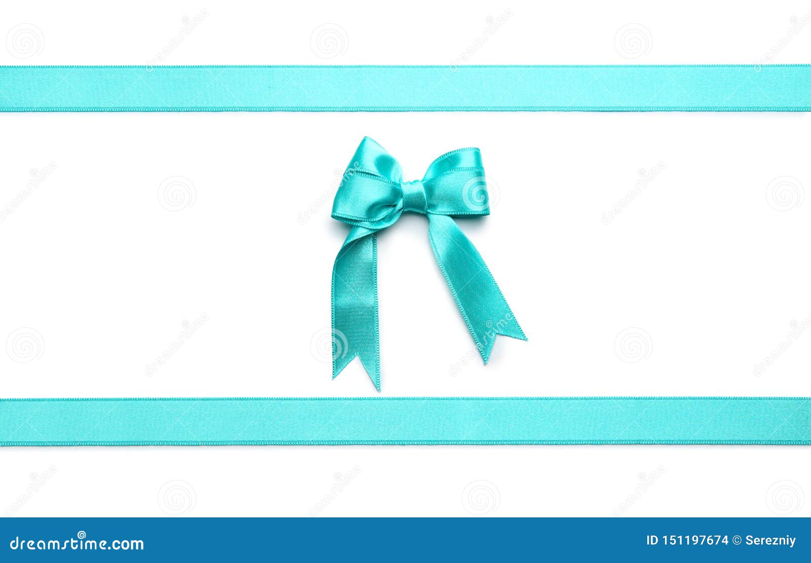 Turquoise Ribbons with Bow on White Background Stock Photo - Image of ...
