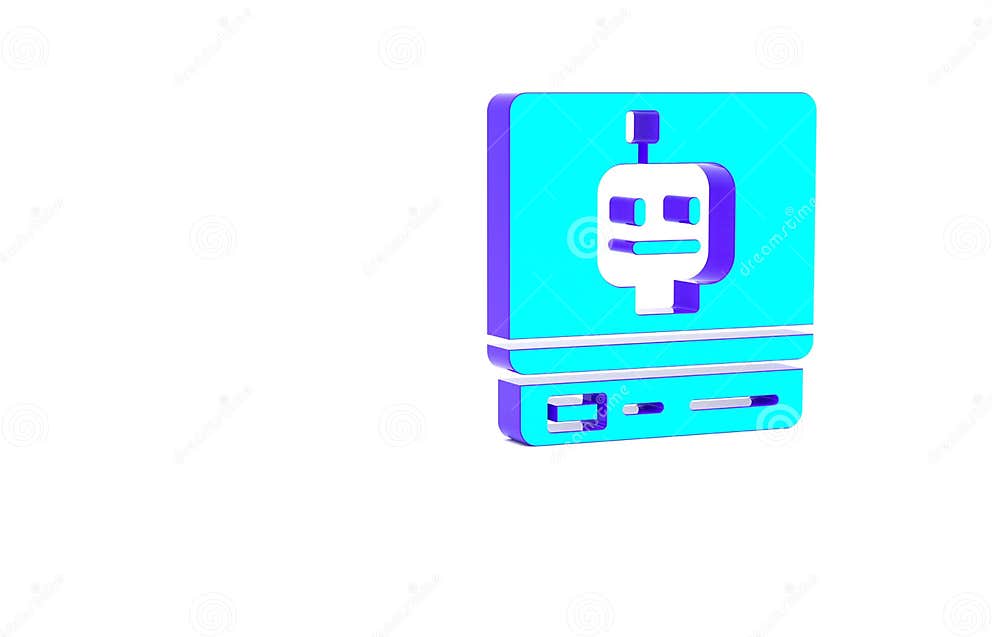 Turquoise Robot Icon Isolated on White Background. Artificial ...