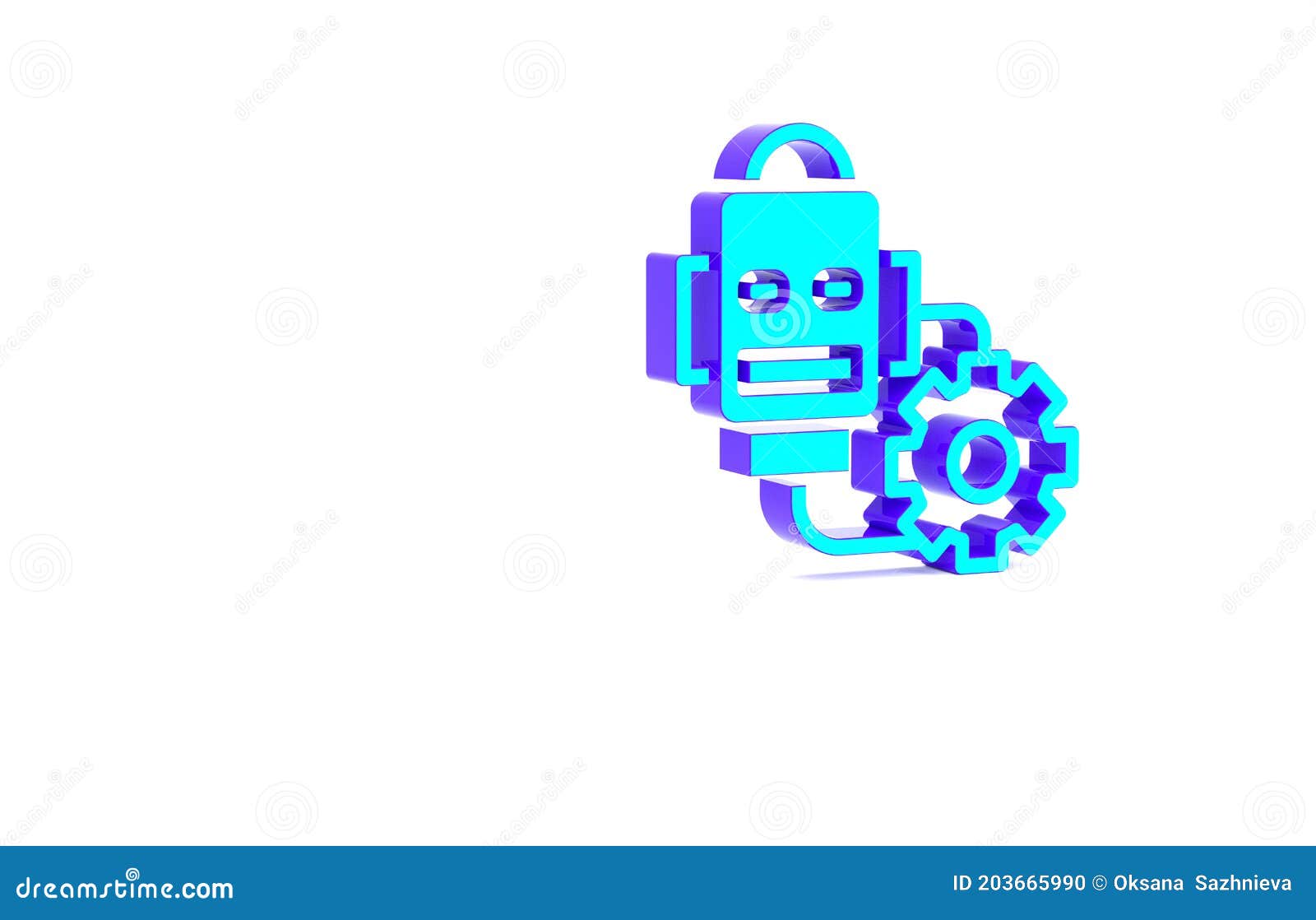 Turquoise Robot Setting Icon Isolated on White Background. Artificial ...