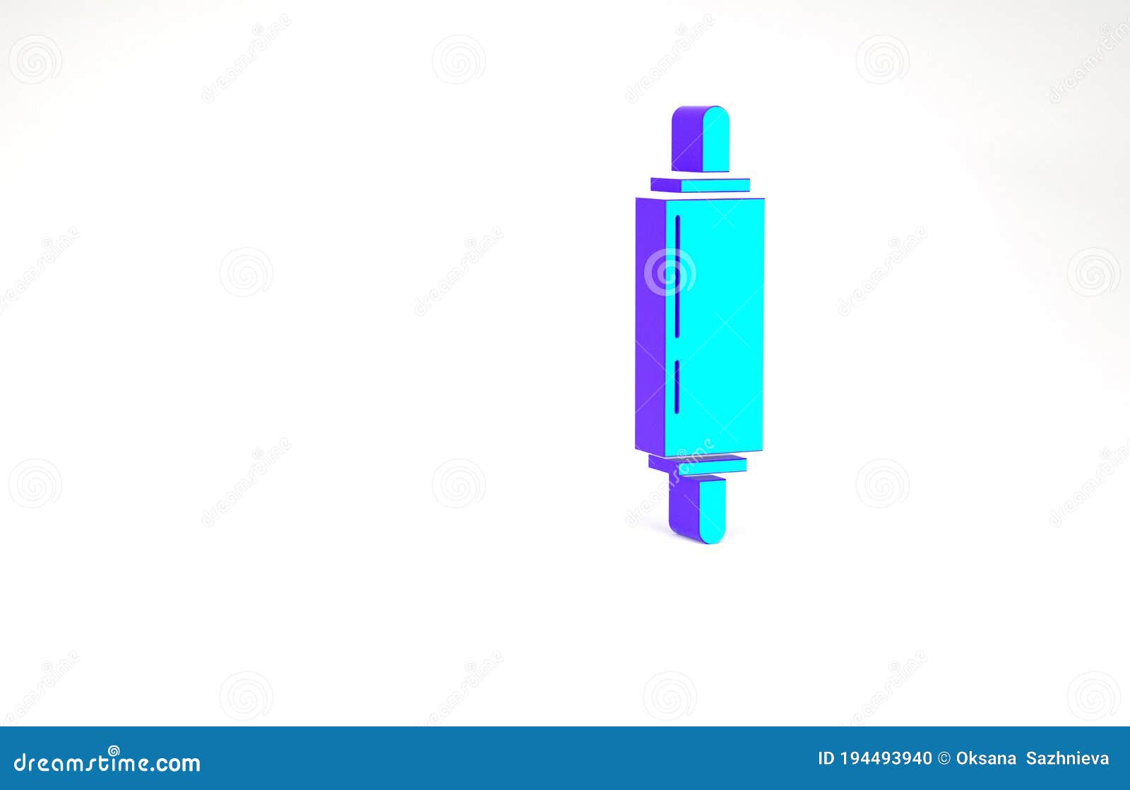 Turquoise Rolling Pin Icon Isolated on White Background. Minimalism ...