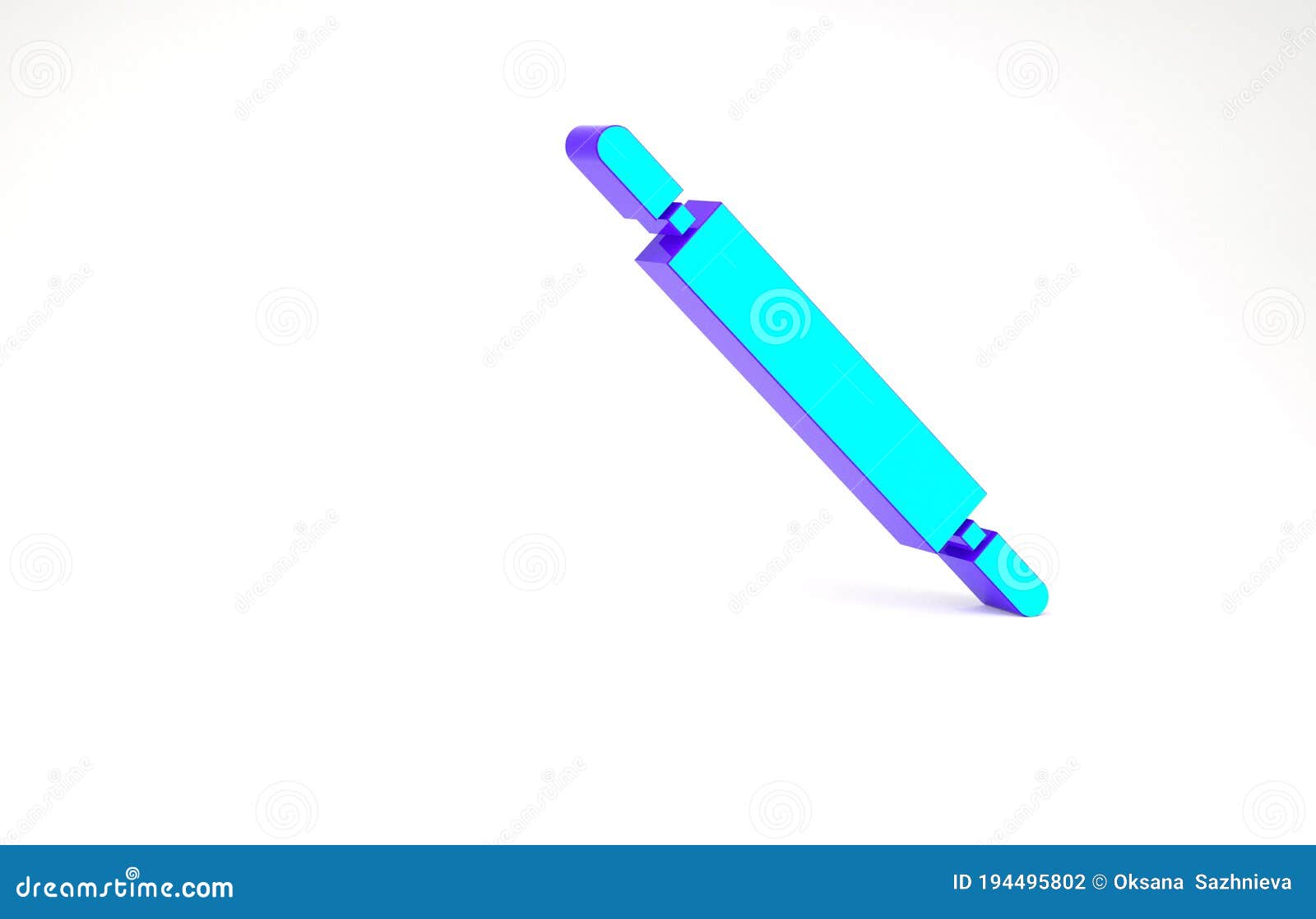 Turquoise Rolling Pin Icon Isolated on White Background. Minimalism ...