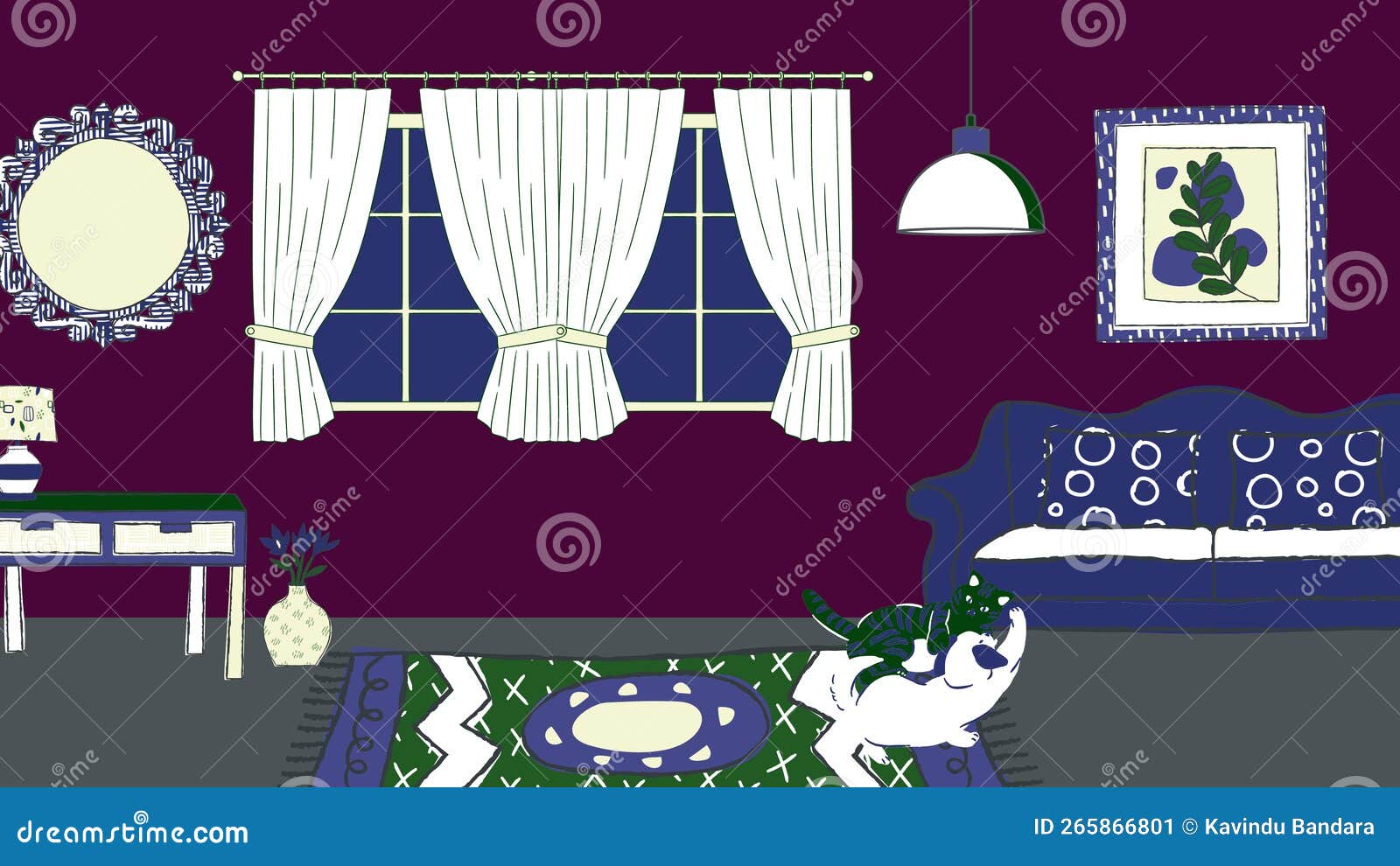 Turquoise Room Zoom Virtual Background Stock Illustration ...