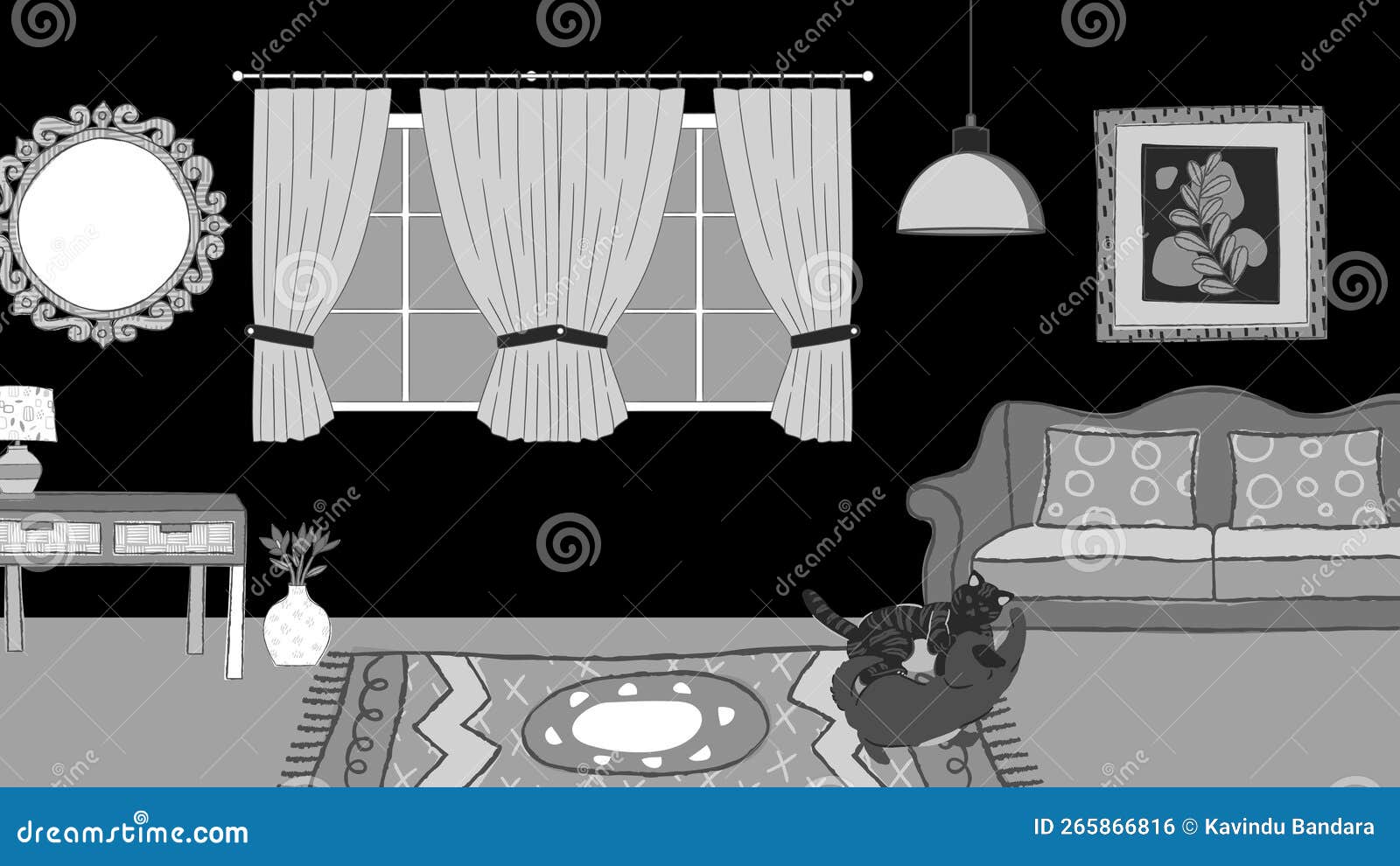 Turquoise Room Zoom Virtual Background Stock Illustration ...