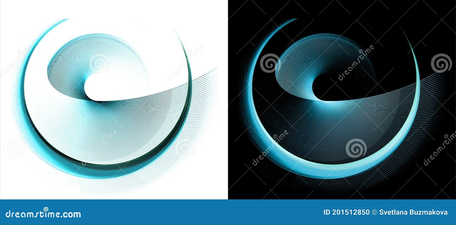 Turquoise Rotating Spiral and Open Circle on Top. Stock Illustration ...