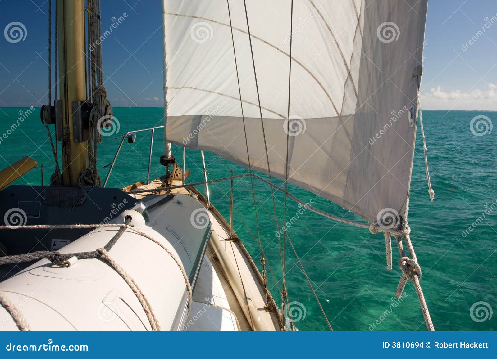 Turquoise sail stock photo. Image of sailing, boat, ocean - 3810694