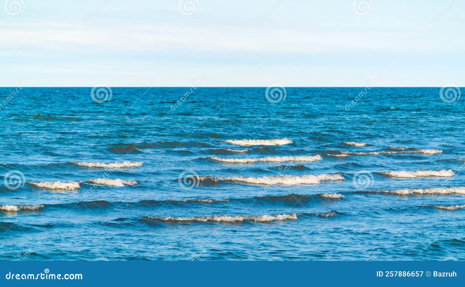 Turquoise Sea and Horizon with Clouds Stock Image - Image of landscape ...