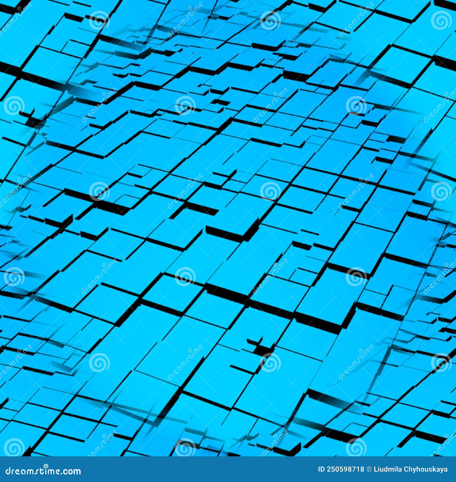 Turquoise Seamless Abstraction with Moving Square Elements, Cold Light ...