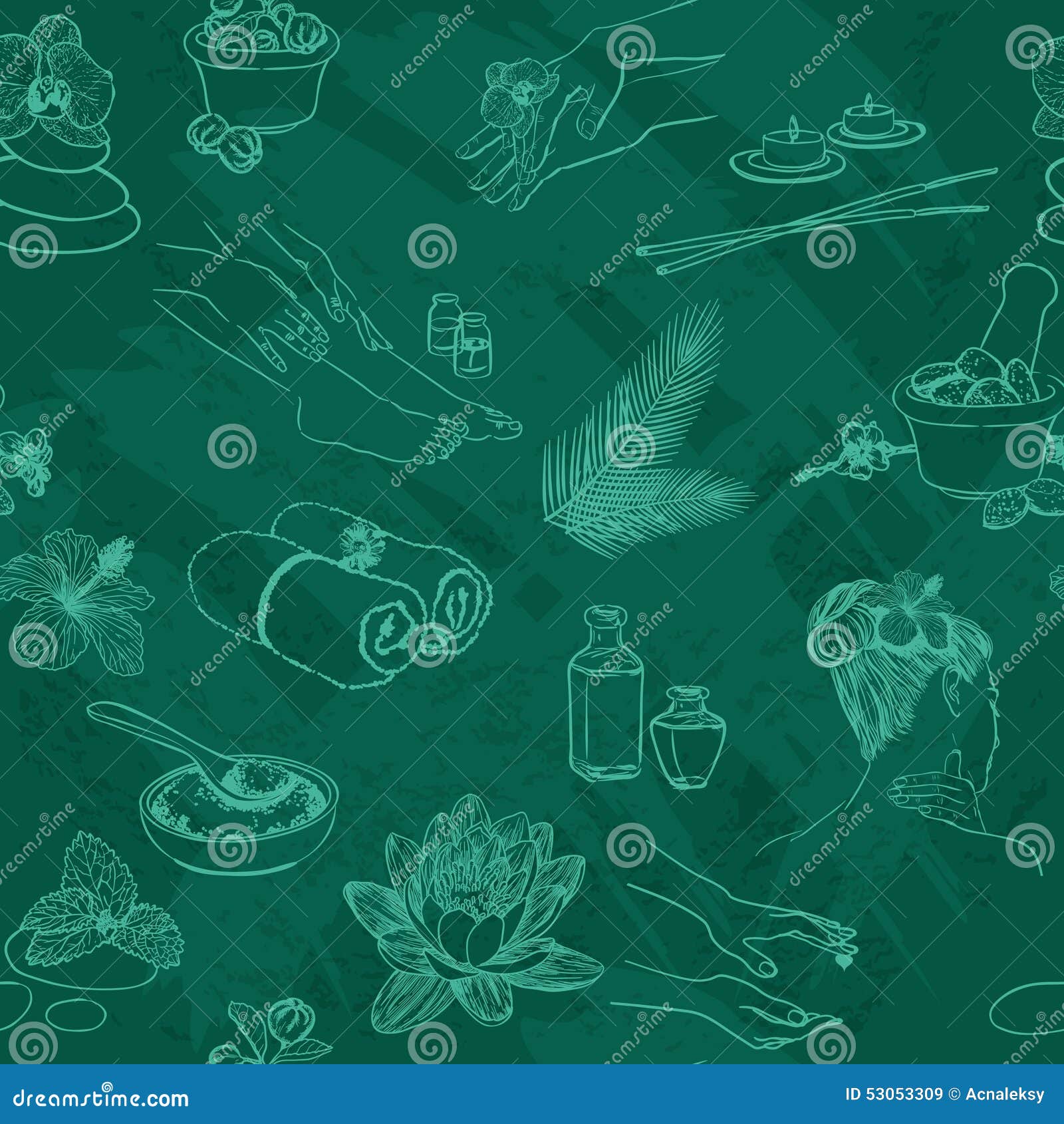 Turquoise Seamless Background with Spa Elements Stock Vector ...