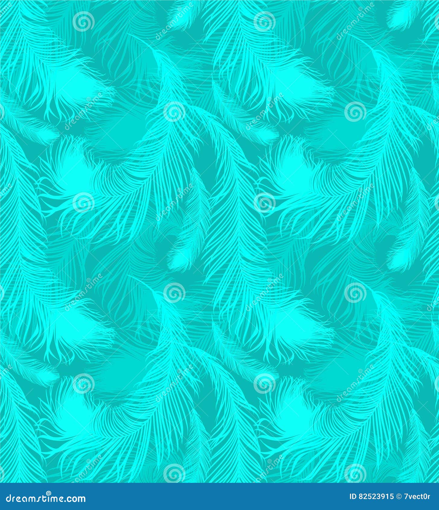 Turquoise Seamless Feather Pattern. Boho Style Stock Vector ...