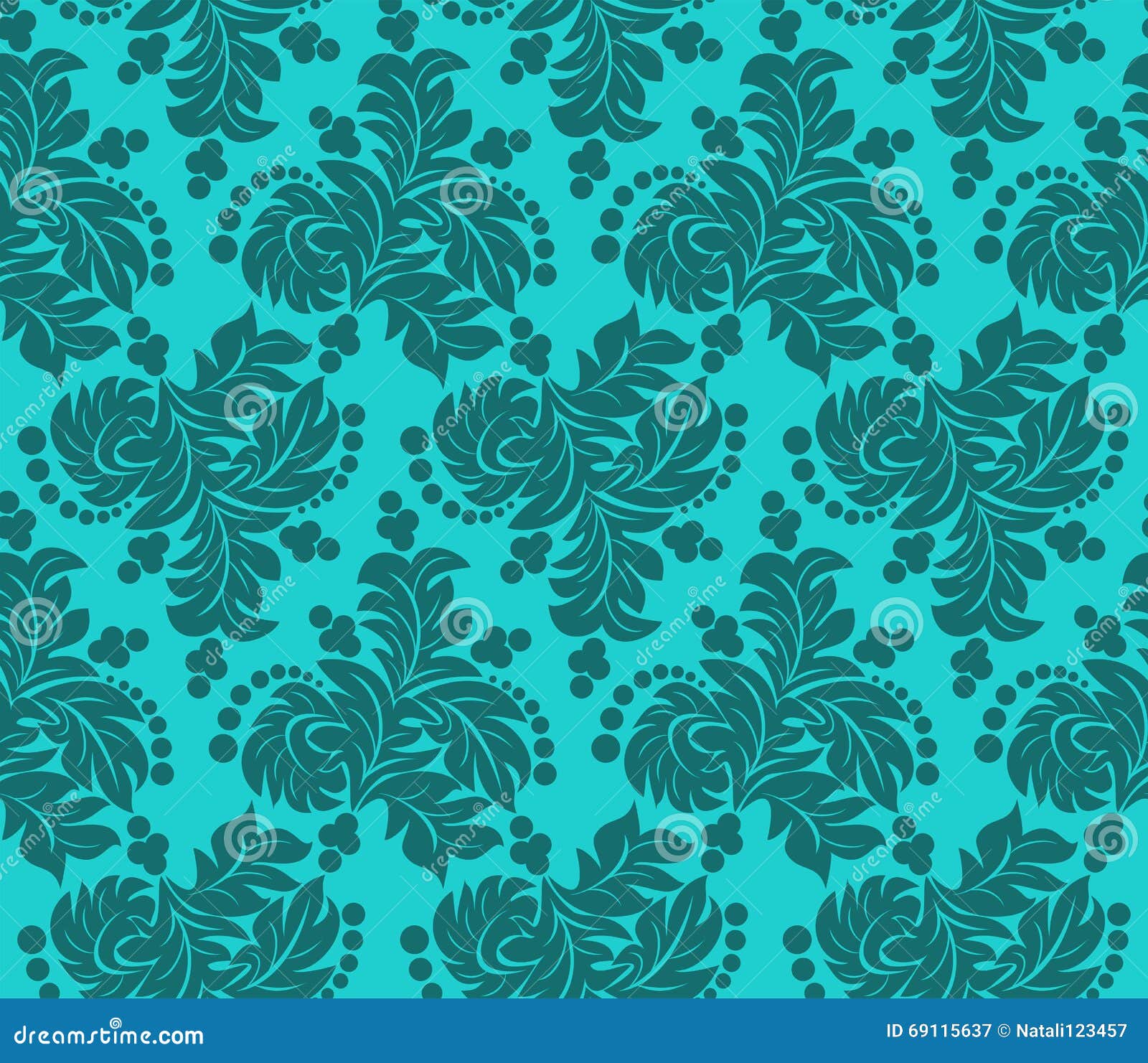 Turquoise Seamless Floral Pattern for Design Stock Vector ...