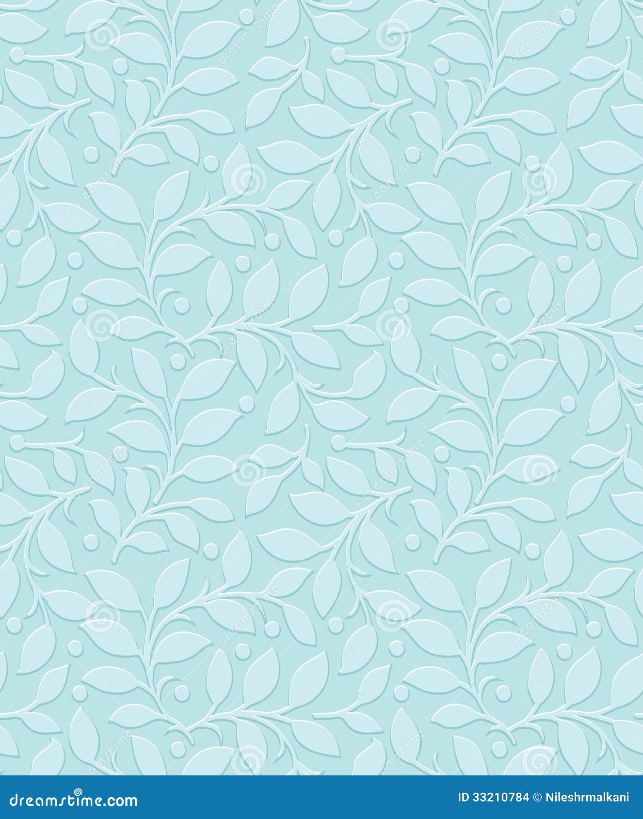 Turquoise Seamless Leaves Wallpaper Stock Vector - Illustration of ...