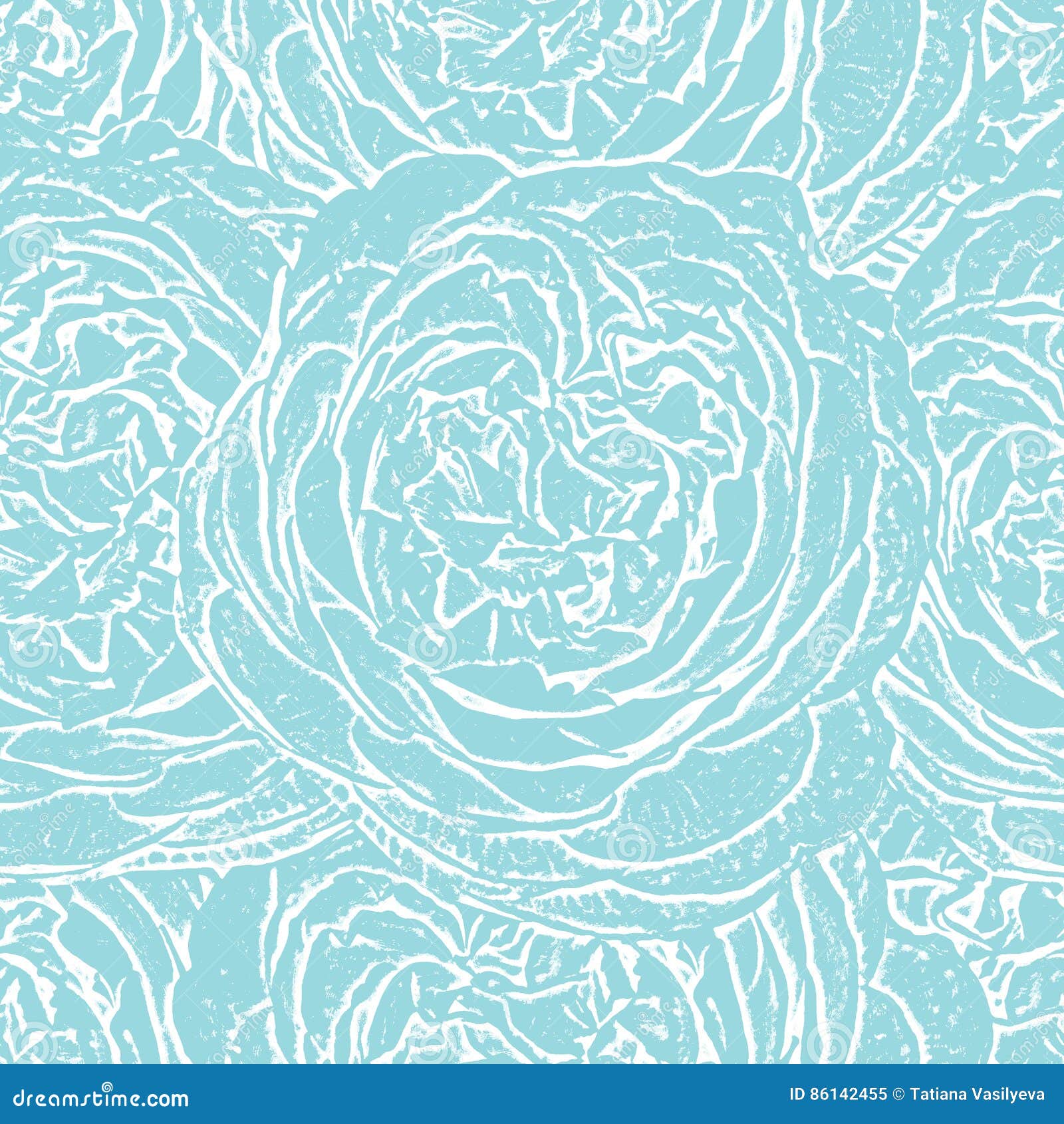 Turquoise Seamless Monochrome Pattern with Roses. Stock Illustration ...
