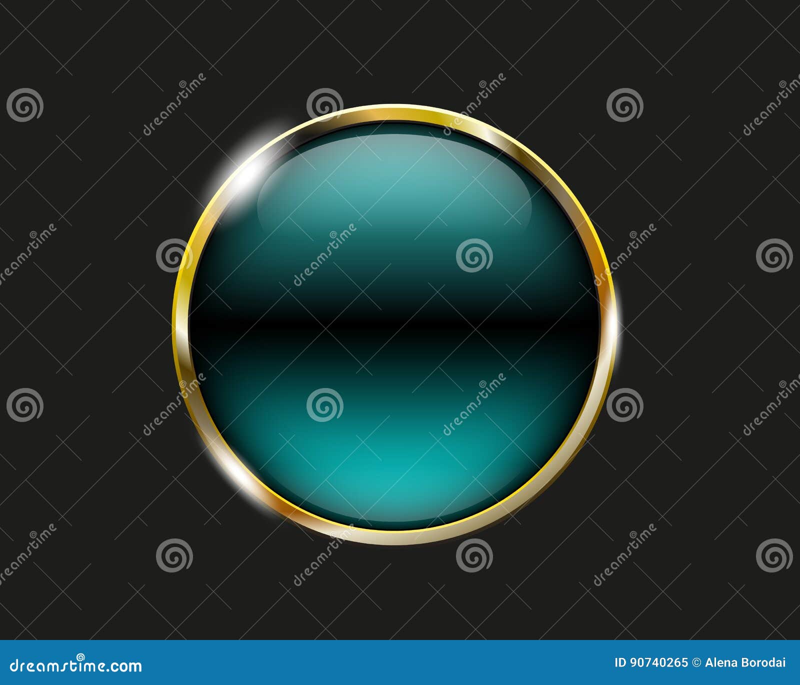 Turquoise Shiny Button with Metallic Elements, Vector Design Stock ...