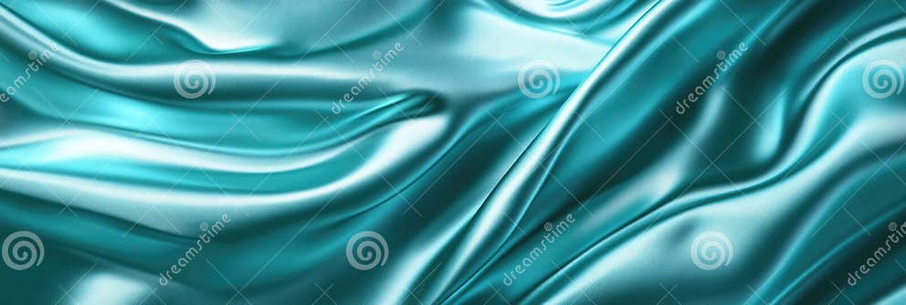 Turquoise Soft Satin Fabric Wave Background Design. Texture with Smooth ...