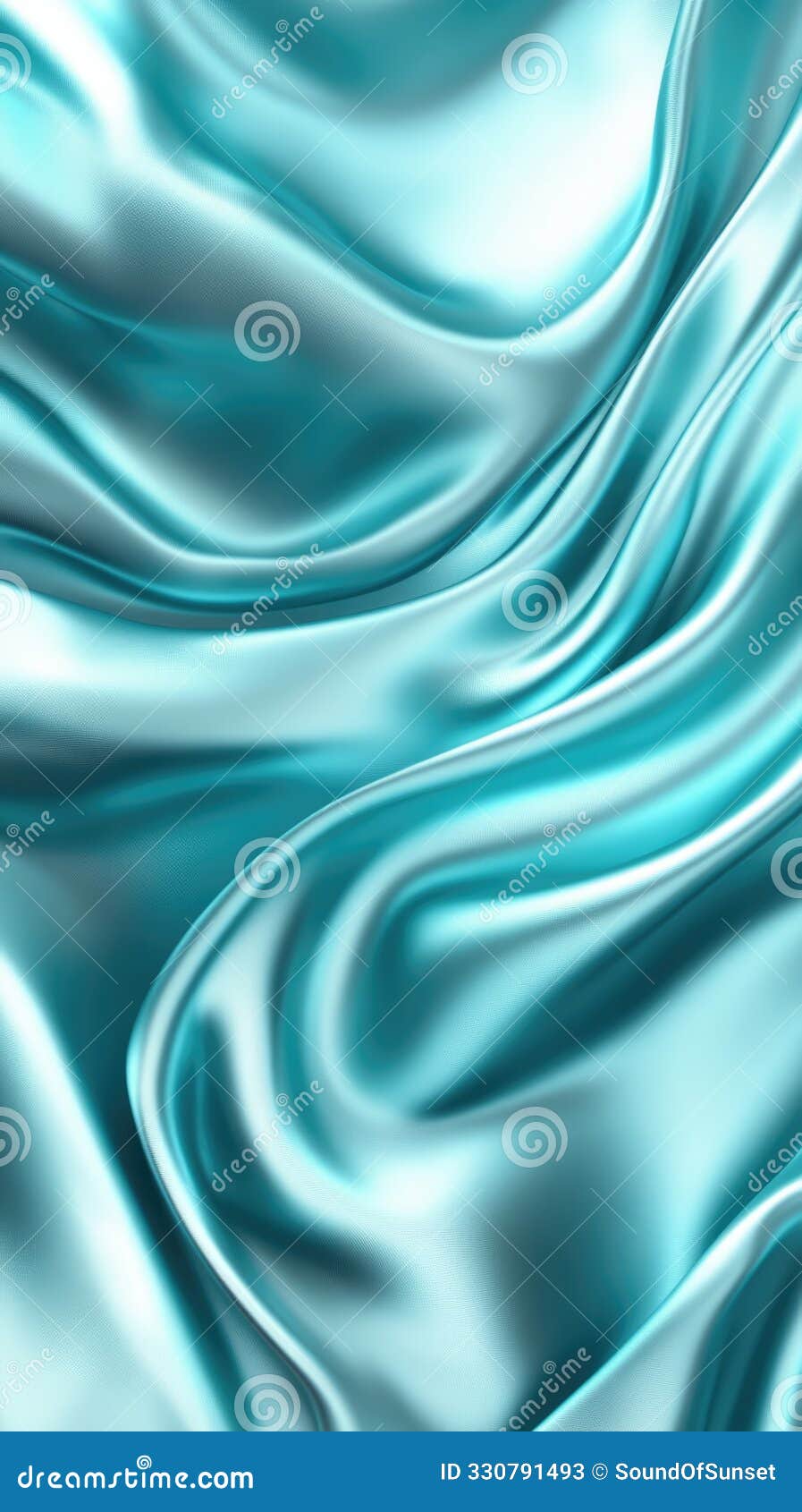 Turquoise Soft Satin Fabric Wave Vertical Background Design. Texture ...