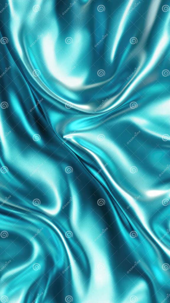 Turquoise Soft Satin Fabric Wave Vertical Background Design. Texture ...