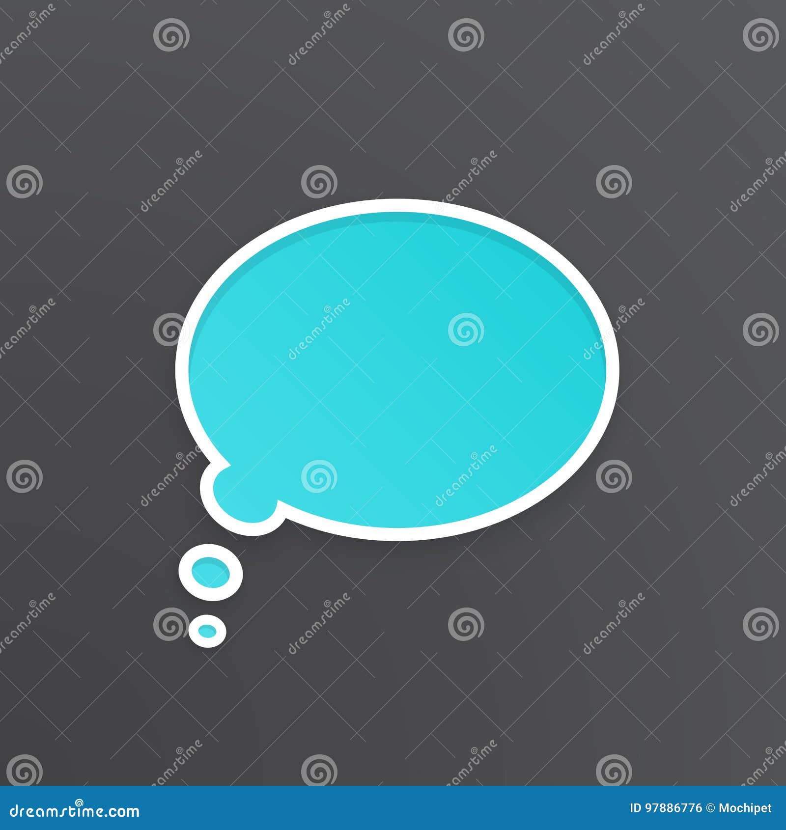 Turquoise Speech Bubble for Thoughts at Oval Shape Stock Vector ...
