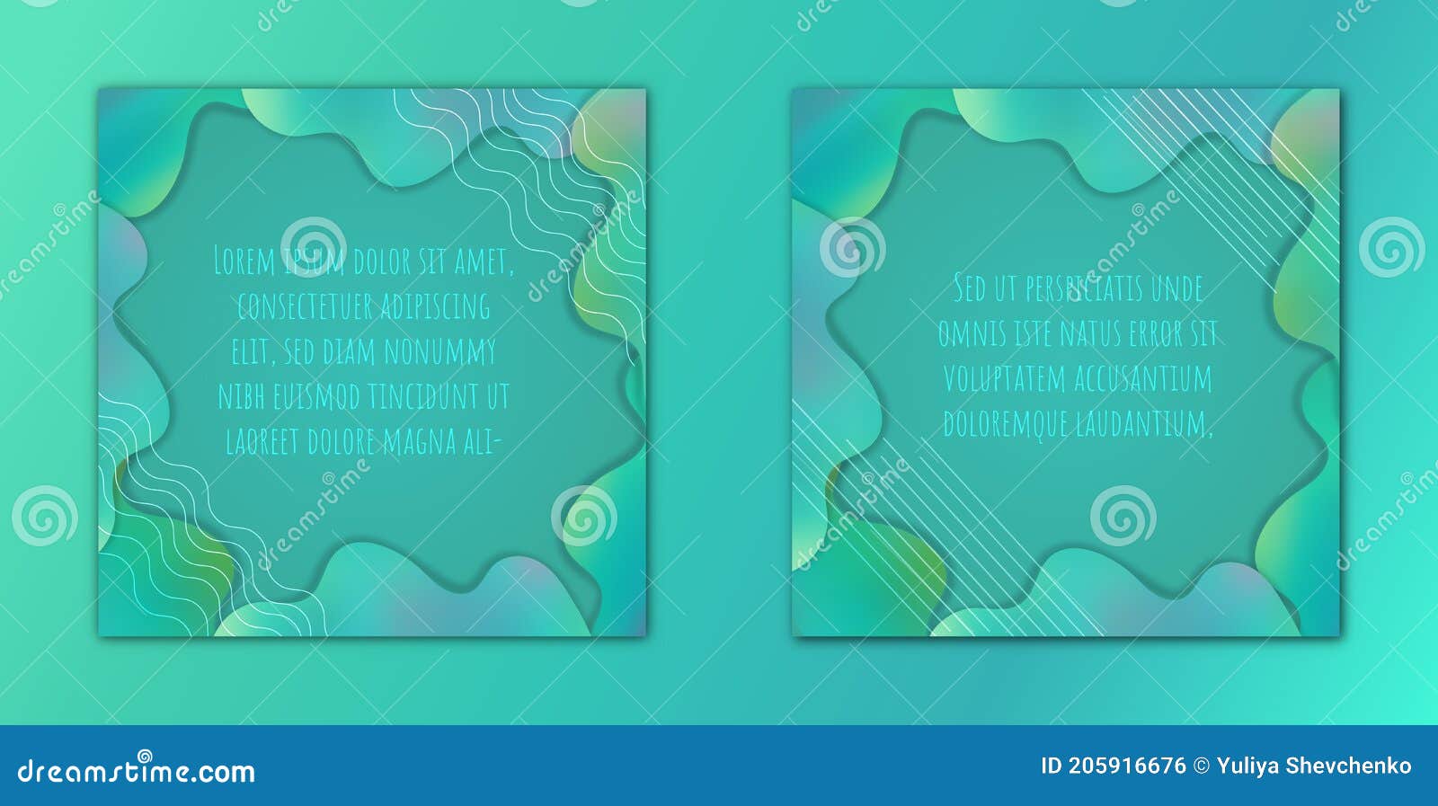 Turquoise Square Backgrounds with Waves and Lines Stock Illustration ...