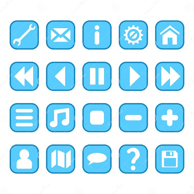 Turquoise Square Buttons for Mobile App Stock Illustration ...