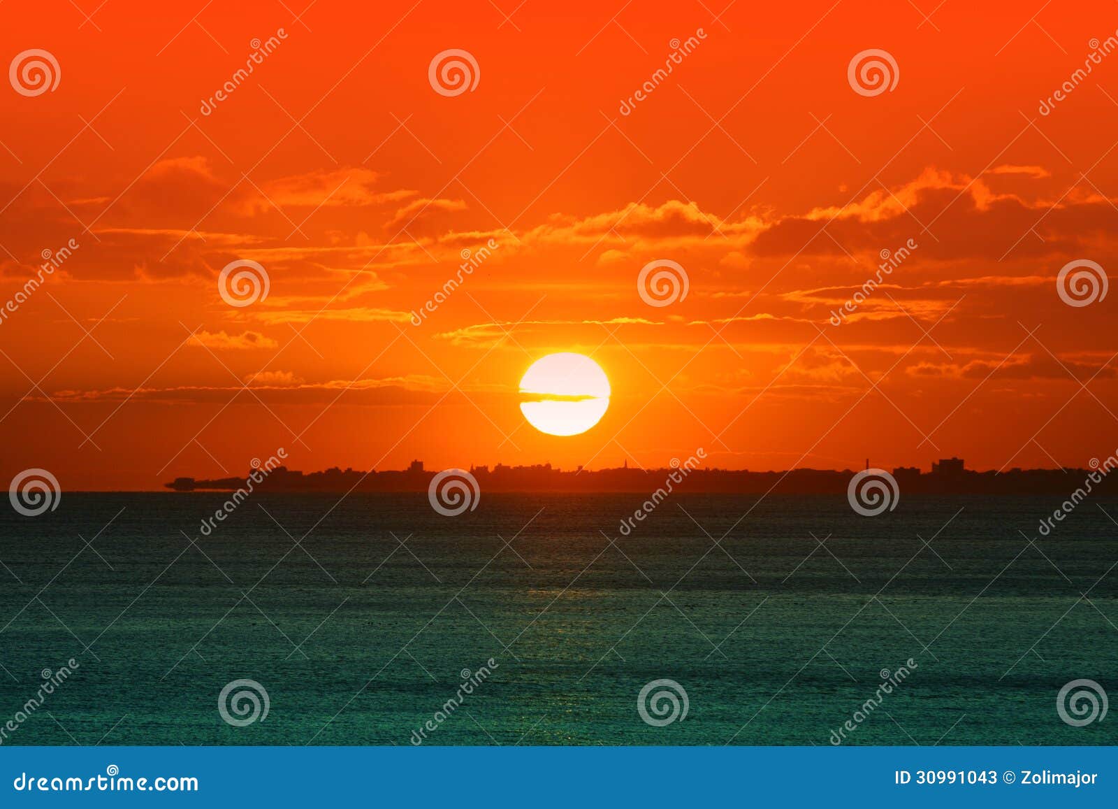 Turquoise sunset stock image. Image of orange, ocean - 30991043