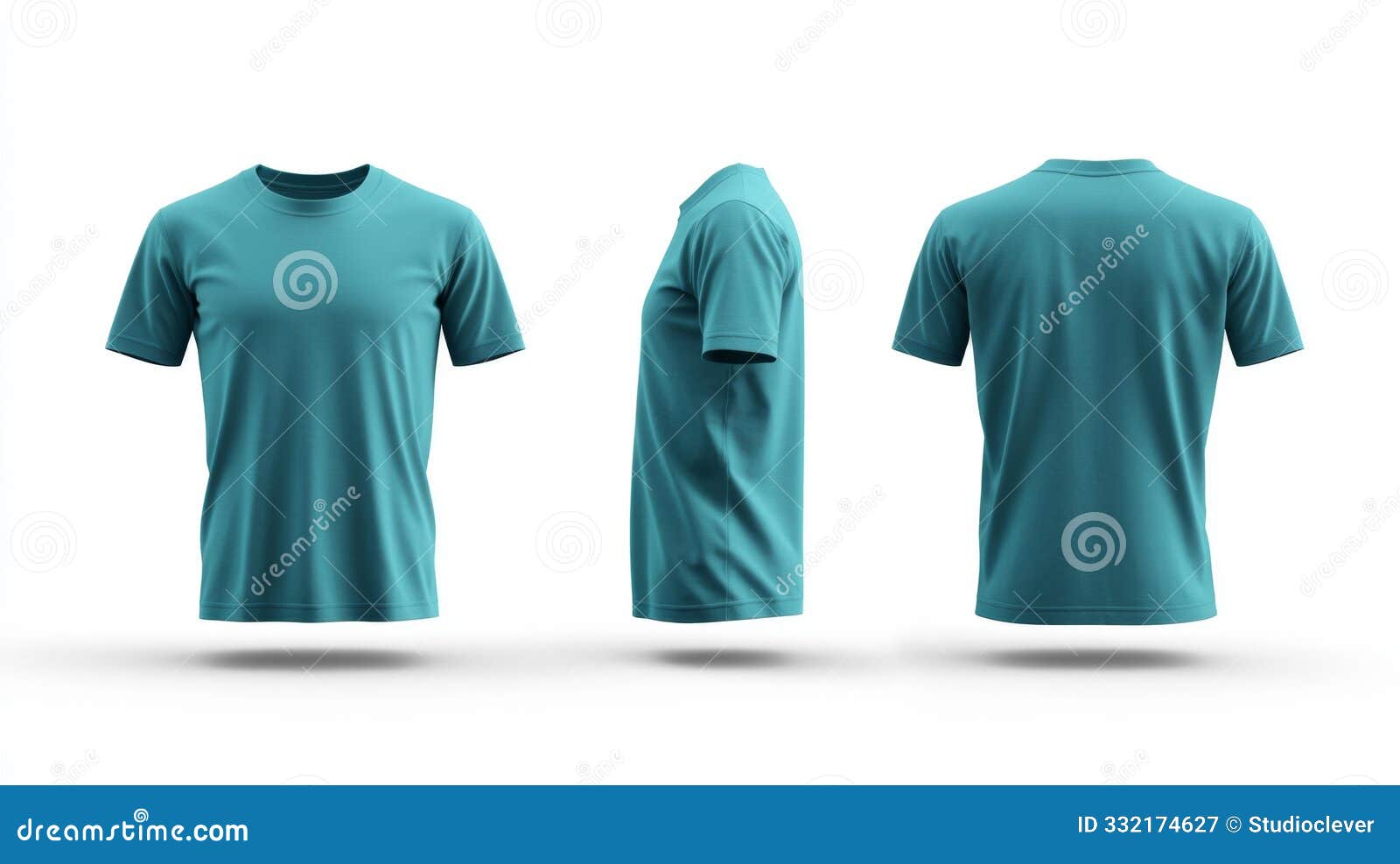 Turquoise T-shirt Front Side and Back View Generative AI Stock ...