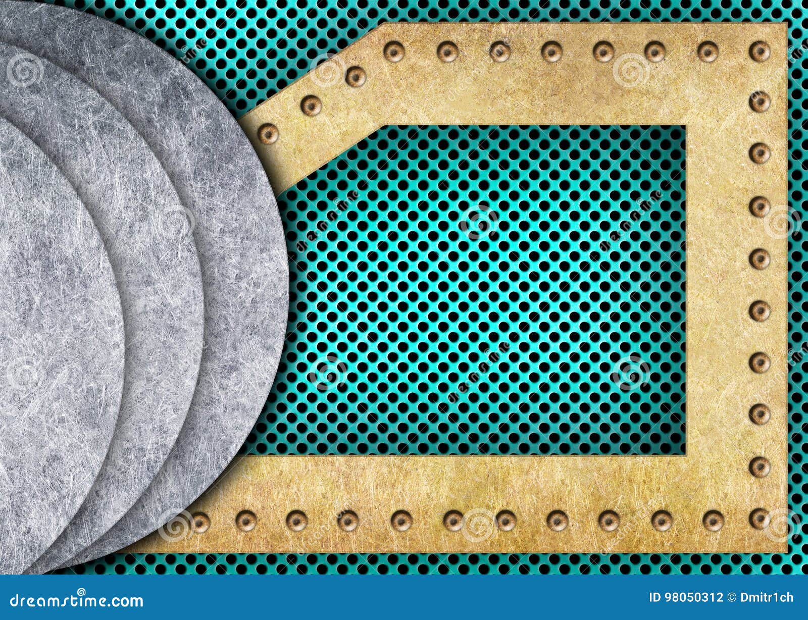 Turquoise or Teal Mesh with Metal Plates, 3d, Illustration Stock ...