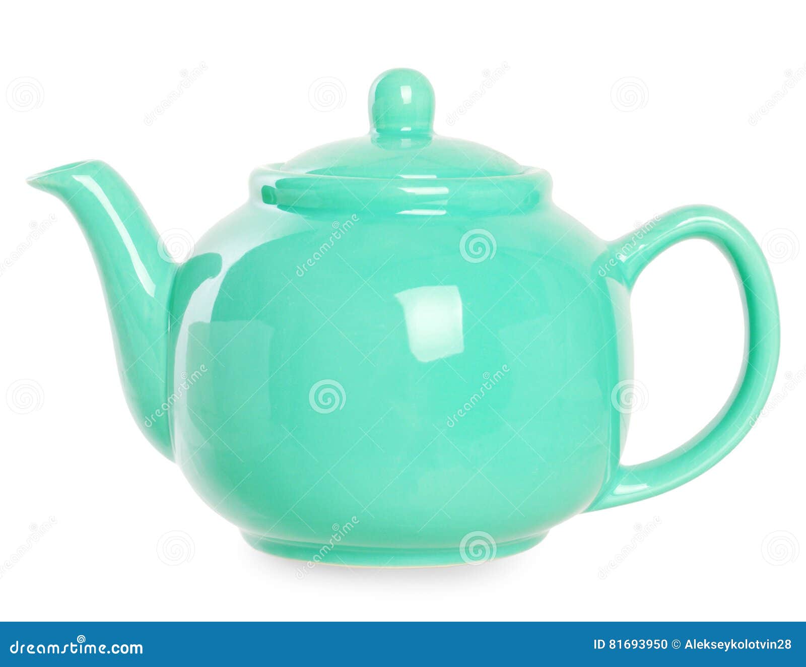 Turquoise Teapot on a White Background. Stock Photo - Image of closeup ...