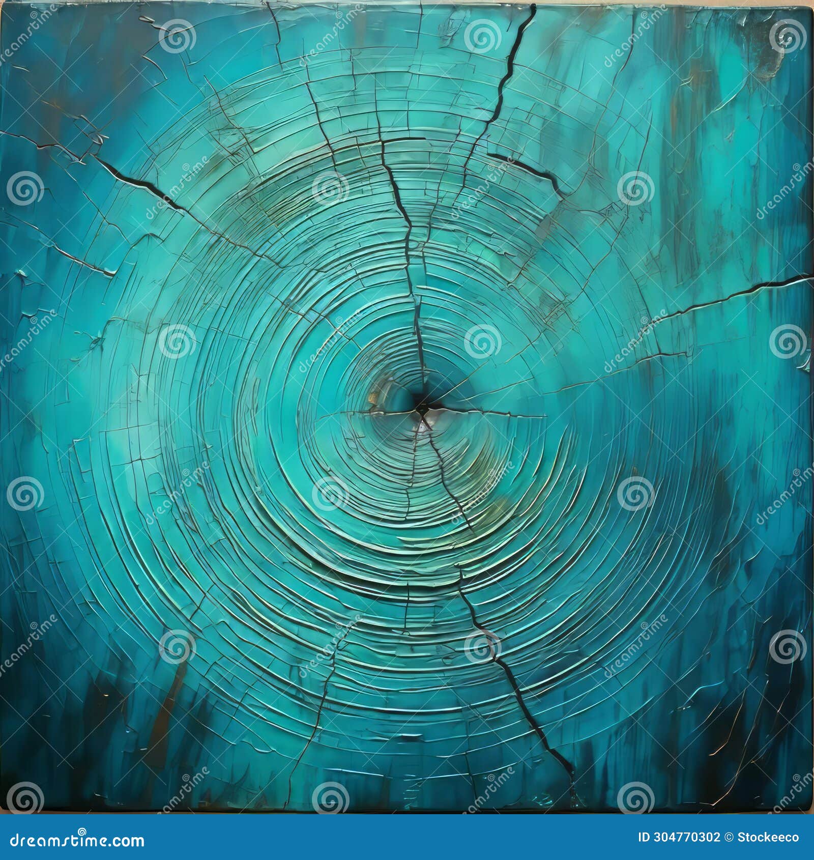 Turquoise Tree Ring Painting with Rustic Realism Style Stock ...