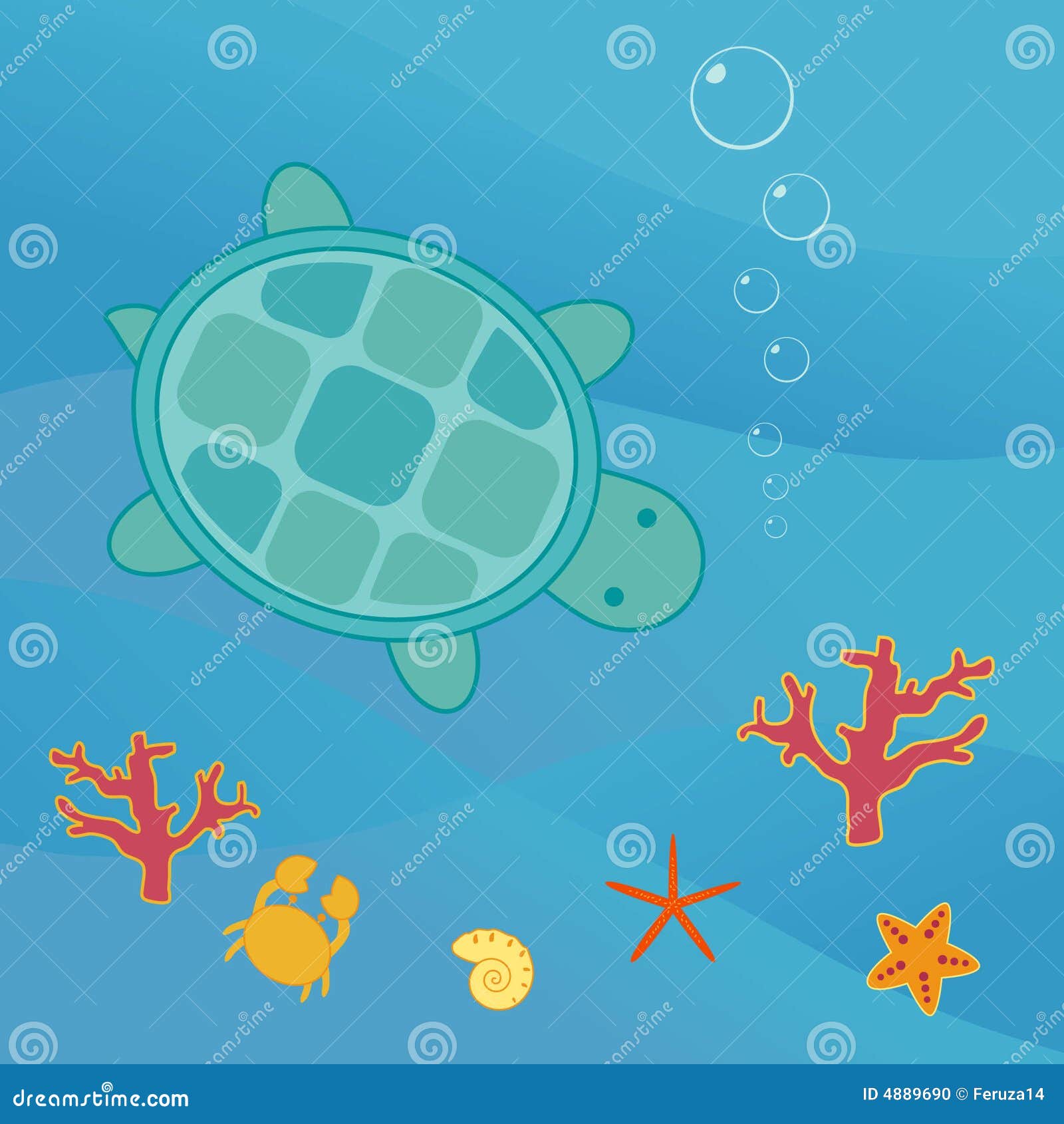 Turquoise turtle stock vector. Illustration of shell, dive - 4889690