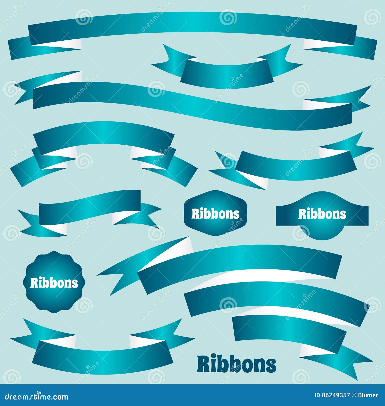 Turquoise Vector Retro Ribbon Banners Stock Vector - Illustration of ...