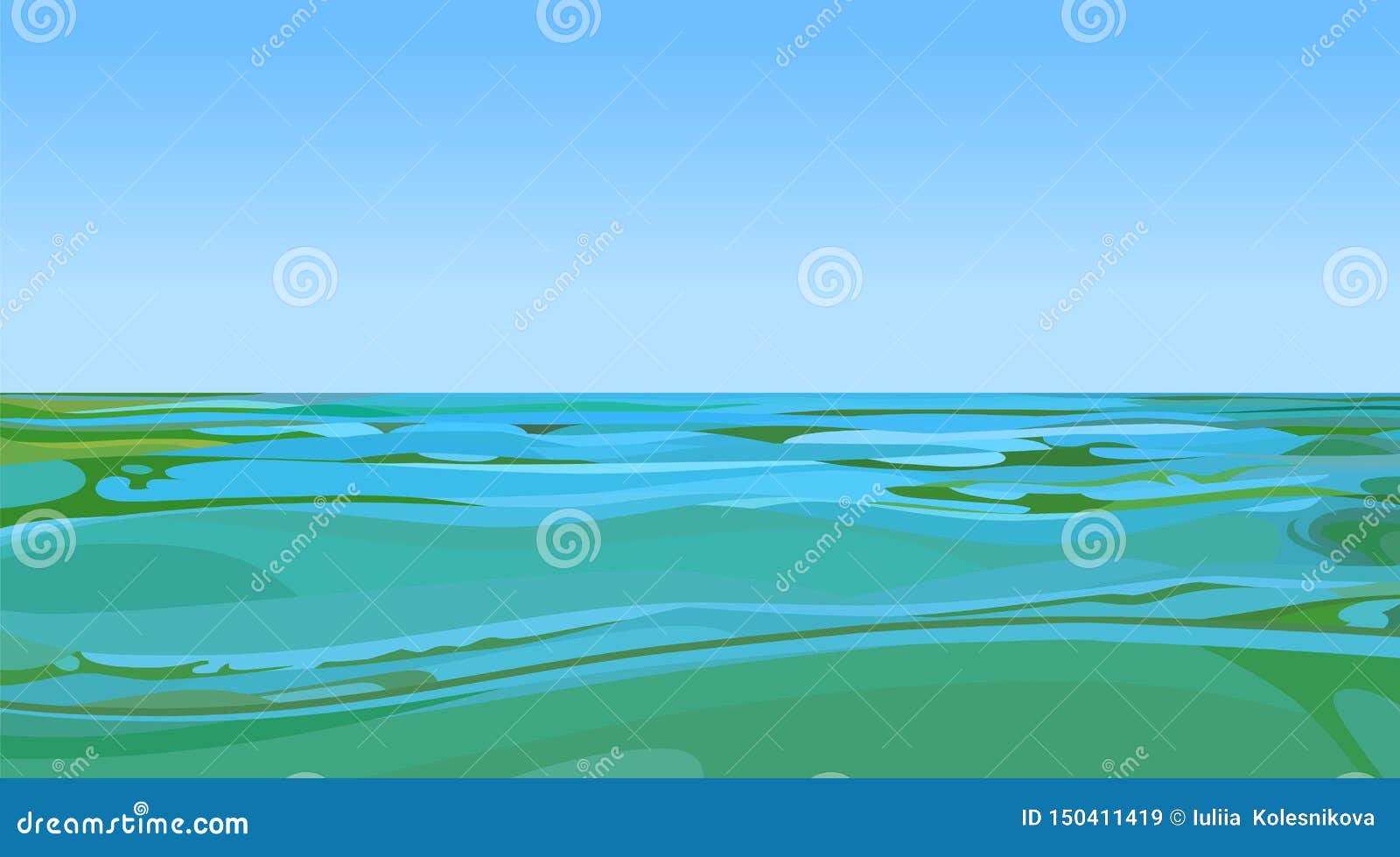 Turquoise Water Connects on the Horizon with the Sky Stock Vector ...