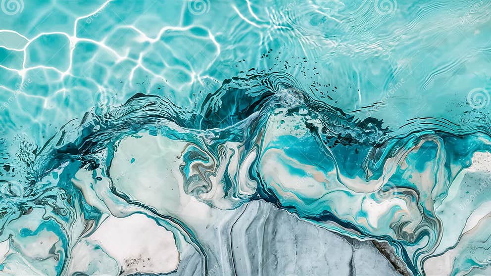 Turquoise Water with Wavy Patterns and Reflections Stock Illustration ...