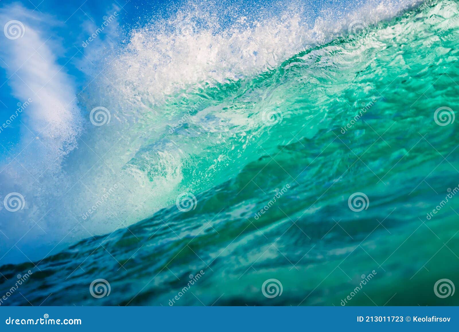 Turquoise Waves in Ocean. Breaking Wave with Light Stock Image - Image ...
