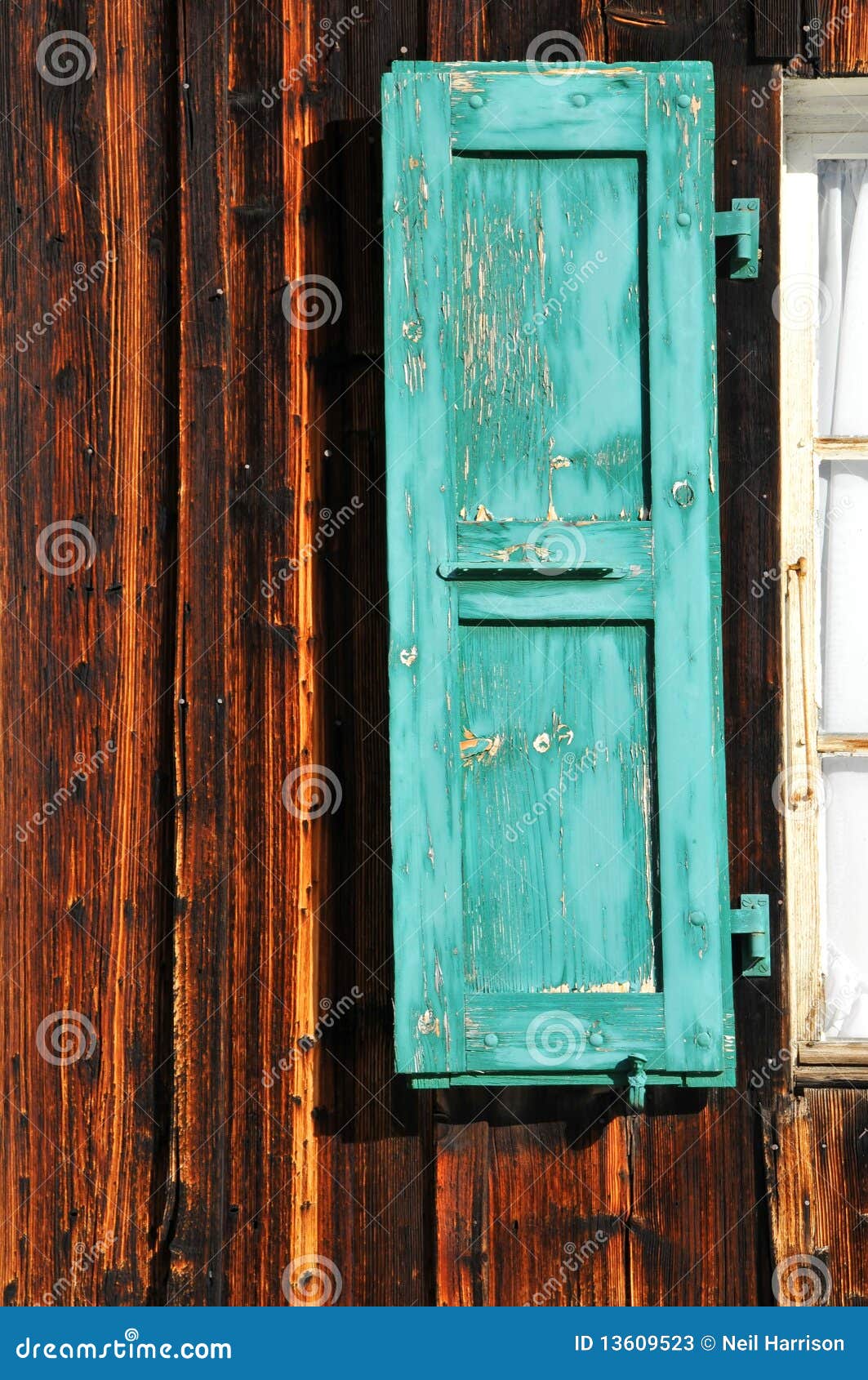 Turquoise window shutter stock image. Image of architecture - 13609523