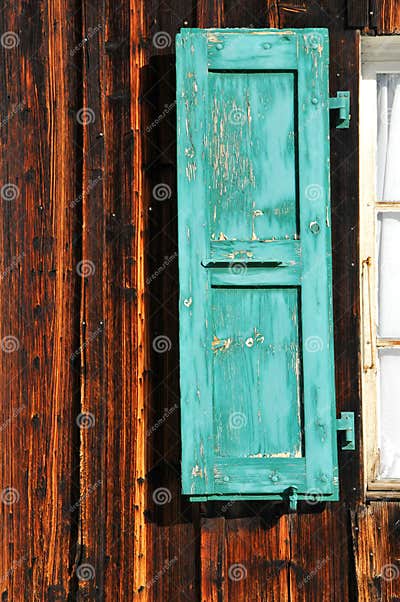 Turquoise window shutter stock image. Image of architecture - 13609523