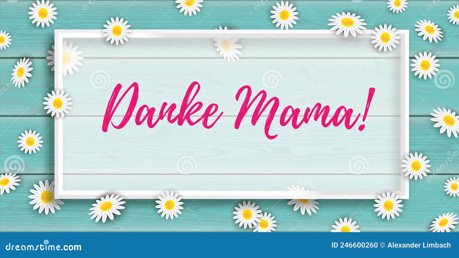 Turquoise Wood Daisy Frame Danke Mama Header Stock Vector ...