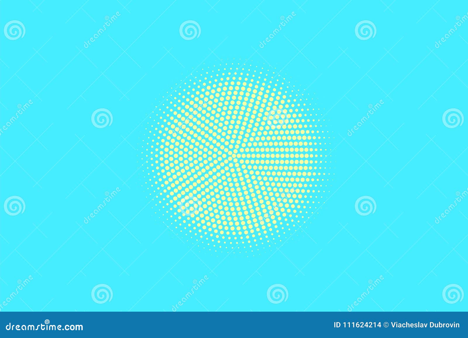 Turquoise Yellow Dotted Halftone. Centered Circle Dotted Gradient Stock ...