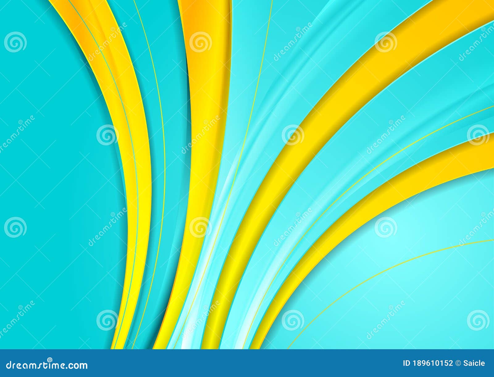 Turquoise and Yellow Smooth Waves Abstract Background Stock Vector ...