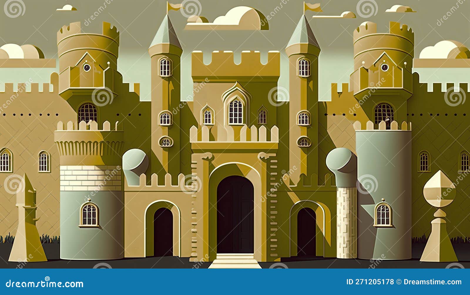 Turreted Palace Cartoon Style AI Generated Stock Illustration ...