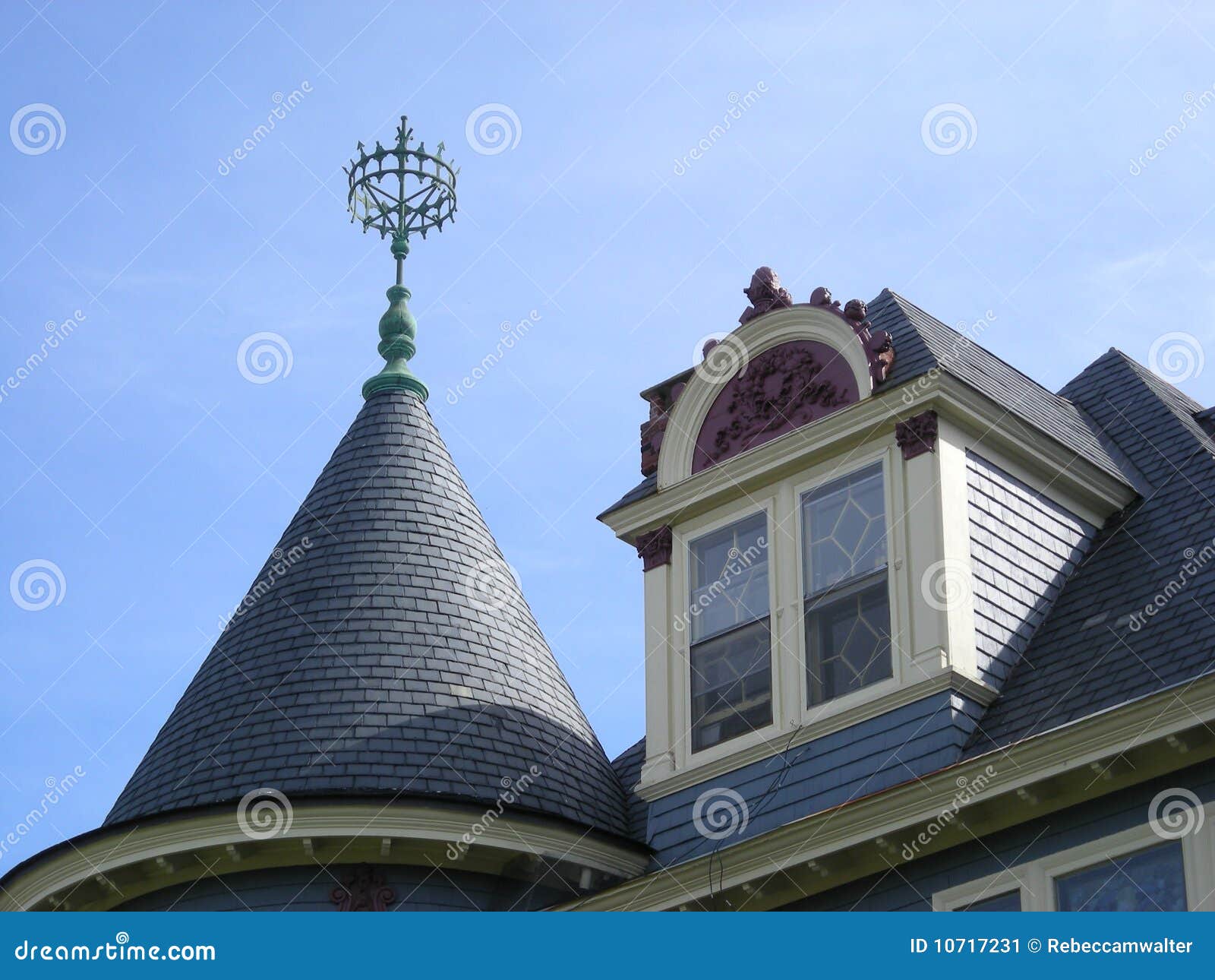 Turreted rooftop stock image. Image of window, shingle - 10717231