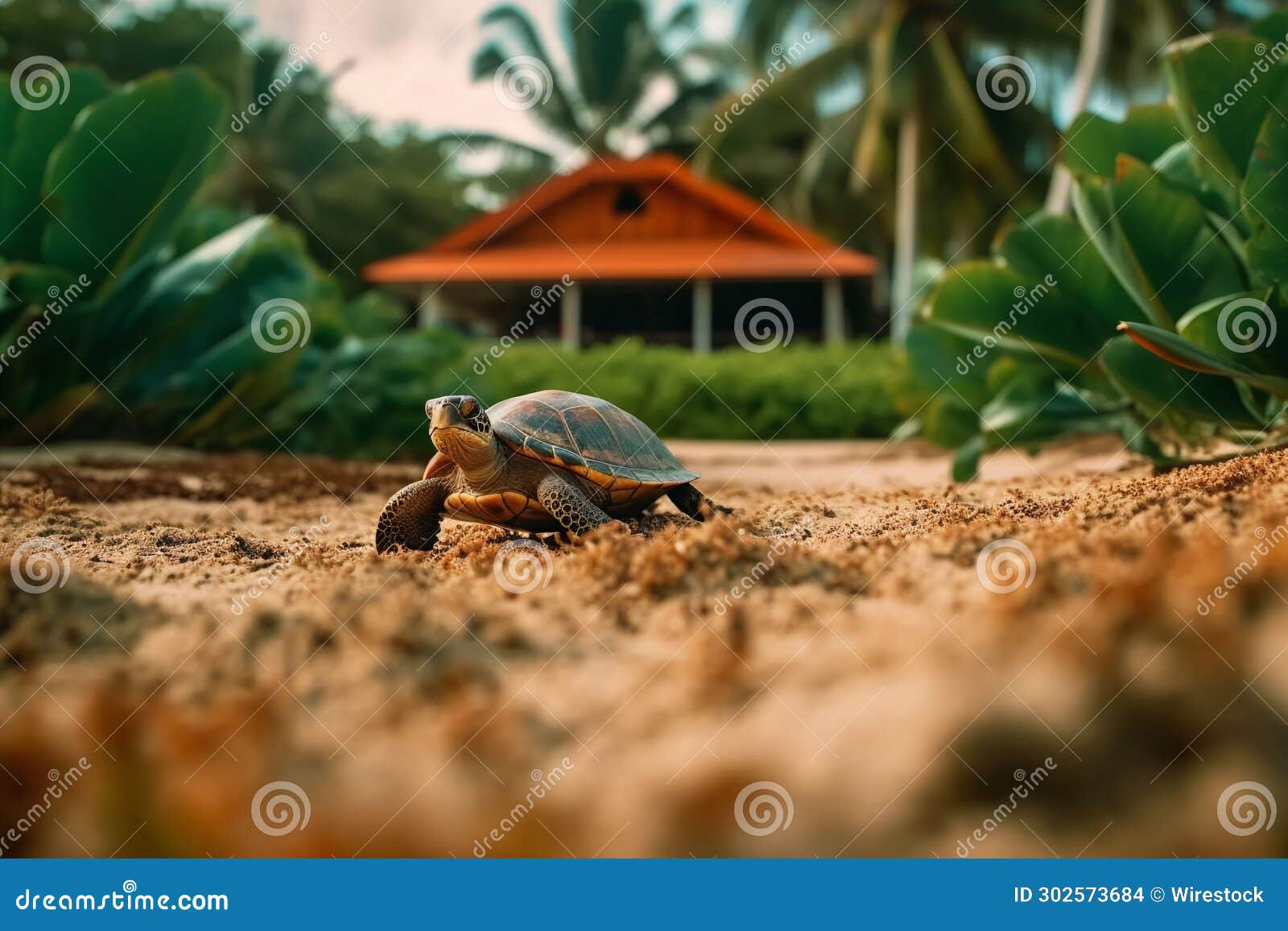 Turtle Ambling Along the Ground, AI-generated. Stock Illustration ...
