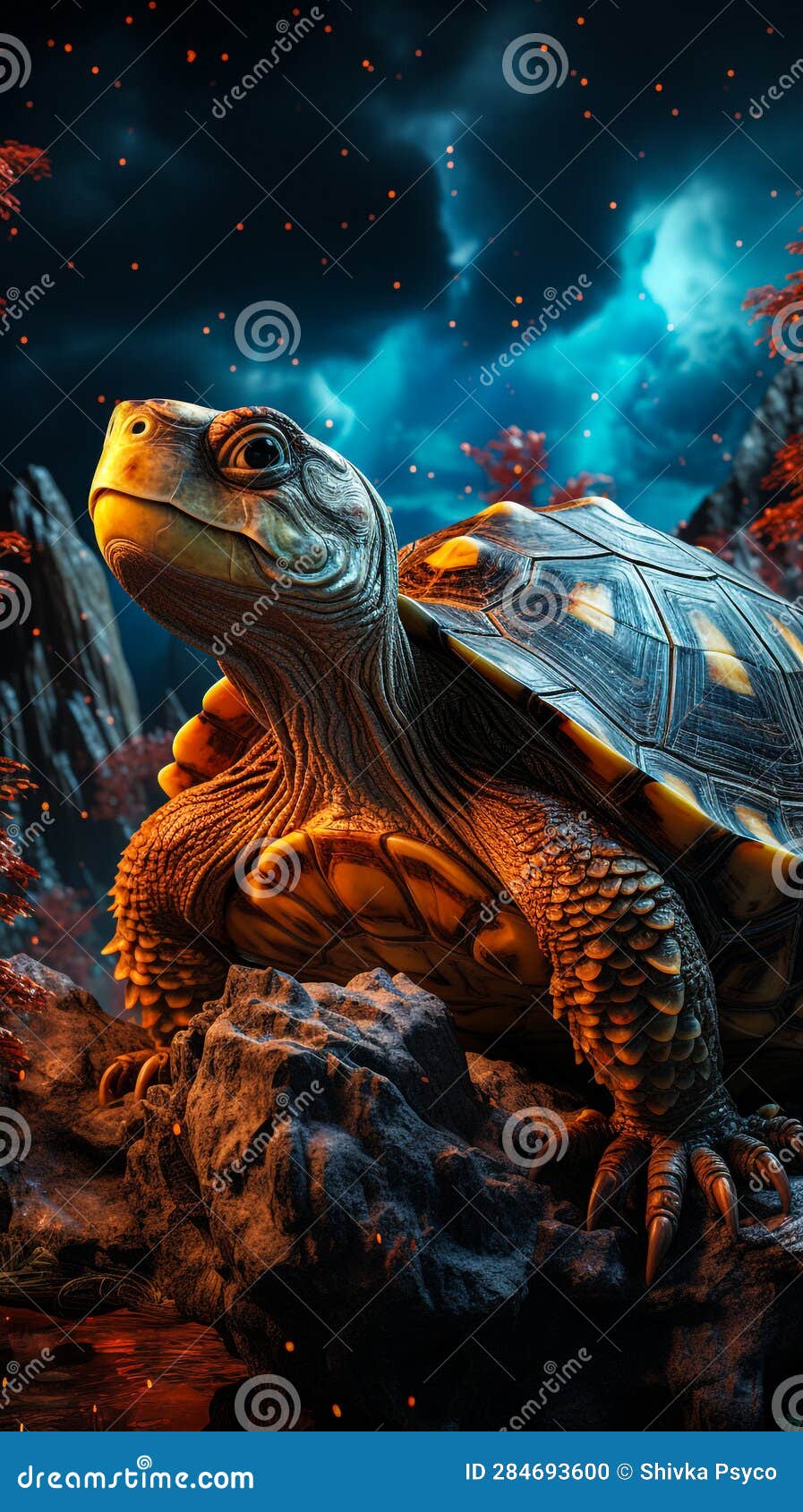 A Turtle on Another Planet Generative AI Stock Illustration ...