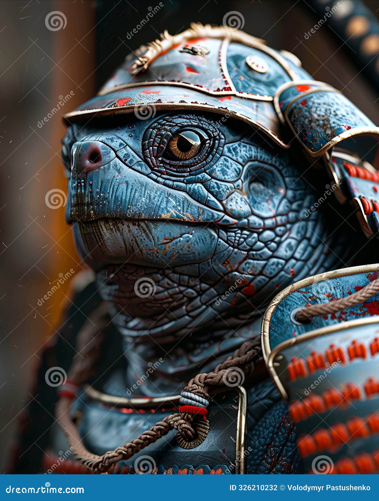 A Turtle in Armor with a Sword Stock Photo - Image of close, helmet ...