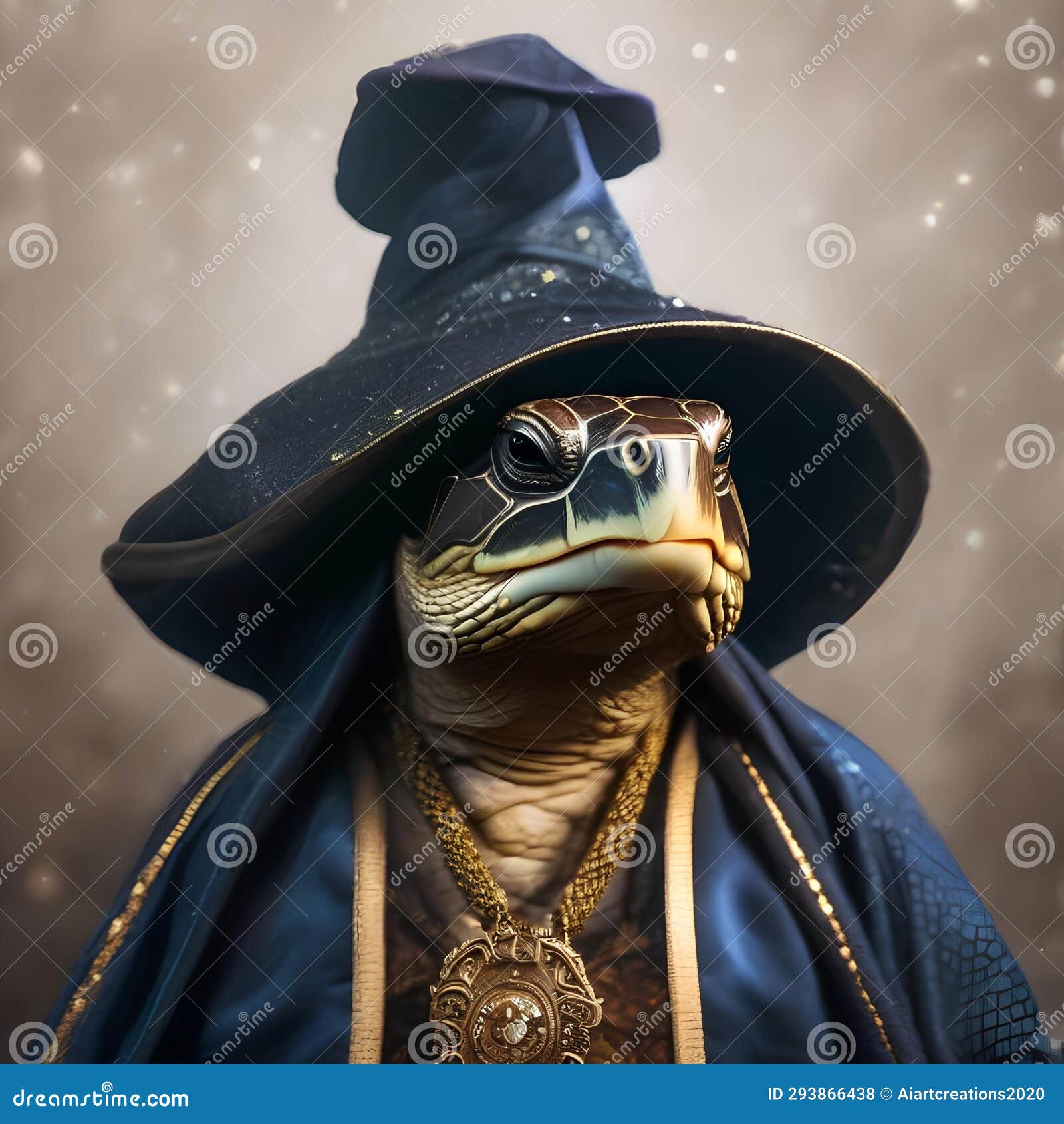 A Turtle As a Wizard in a Robe and Hat, Casting a Magical Spell4 Stock ...