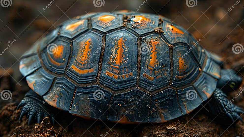 A Turtle with a Black Shell and Orange Spots Stock Photo - Image of ...