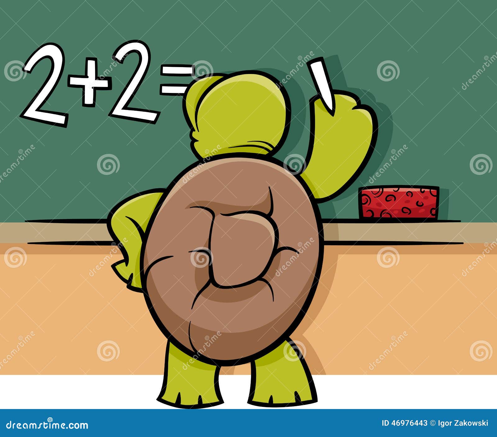 Turtle at Blackboard Cartoon Illustration Stock Vector - Illustration ...
